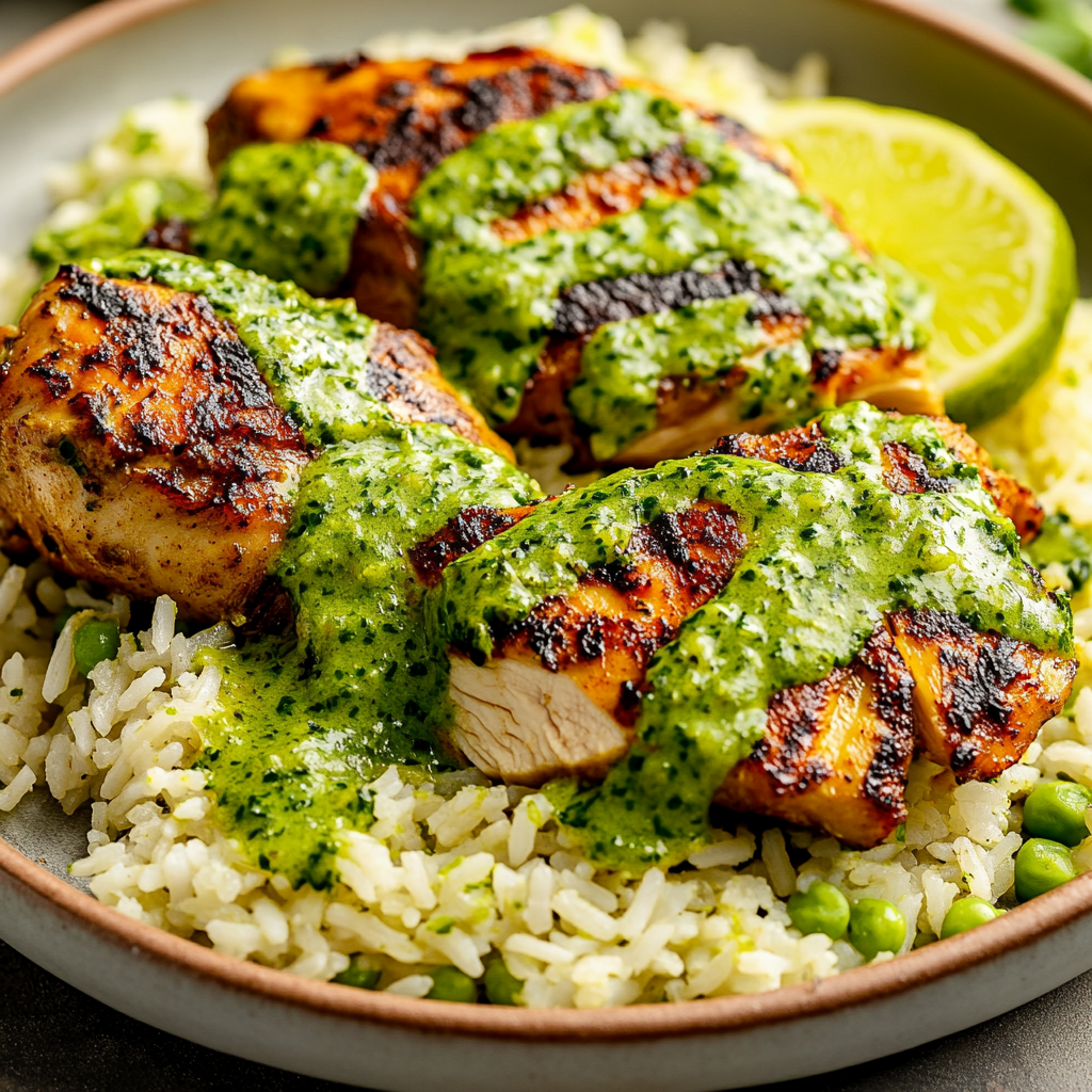 Peruvian Chicken & Rice with Green Sauce