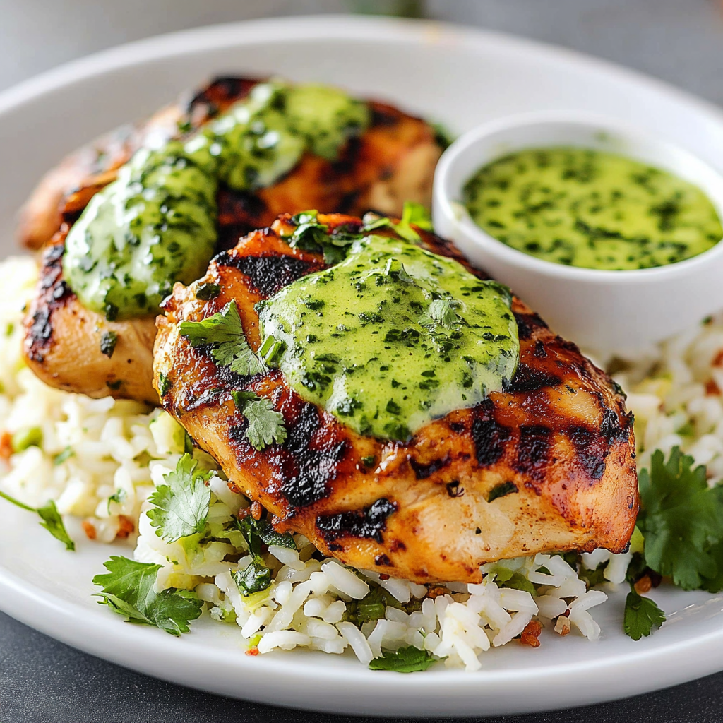 Peruvian Chicken & Rice with Green Sauce