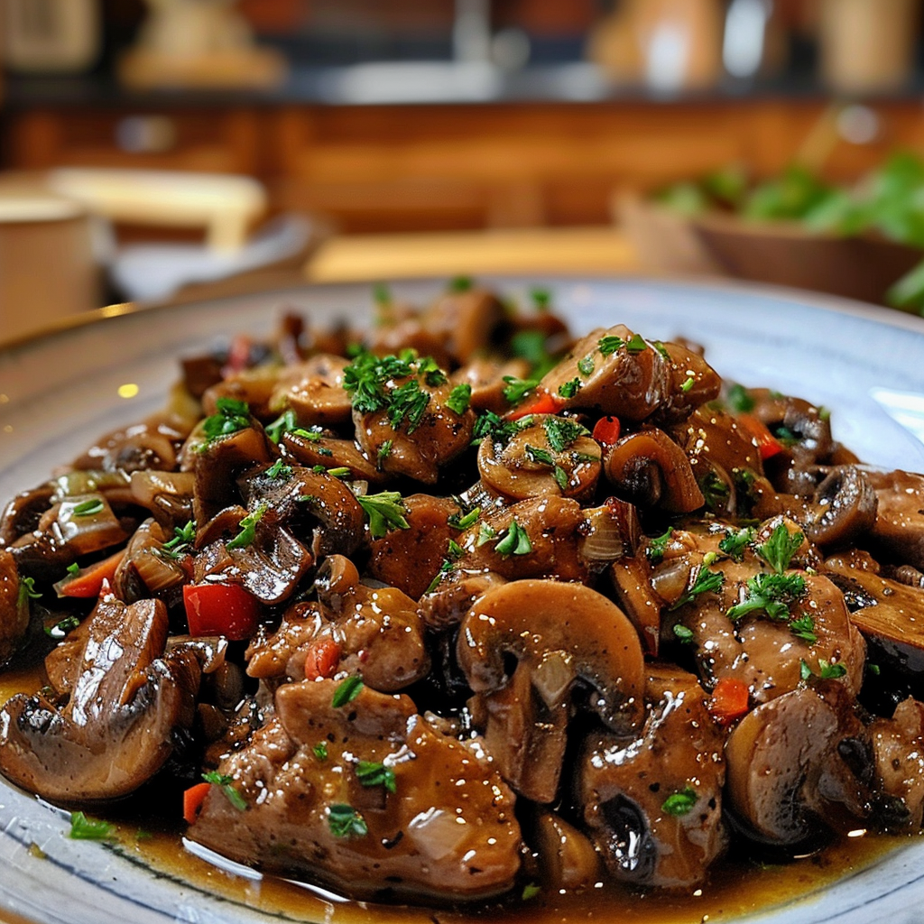 Spicy Chicken Livers with Mushrooms