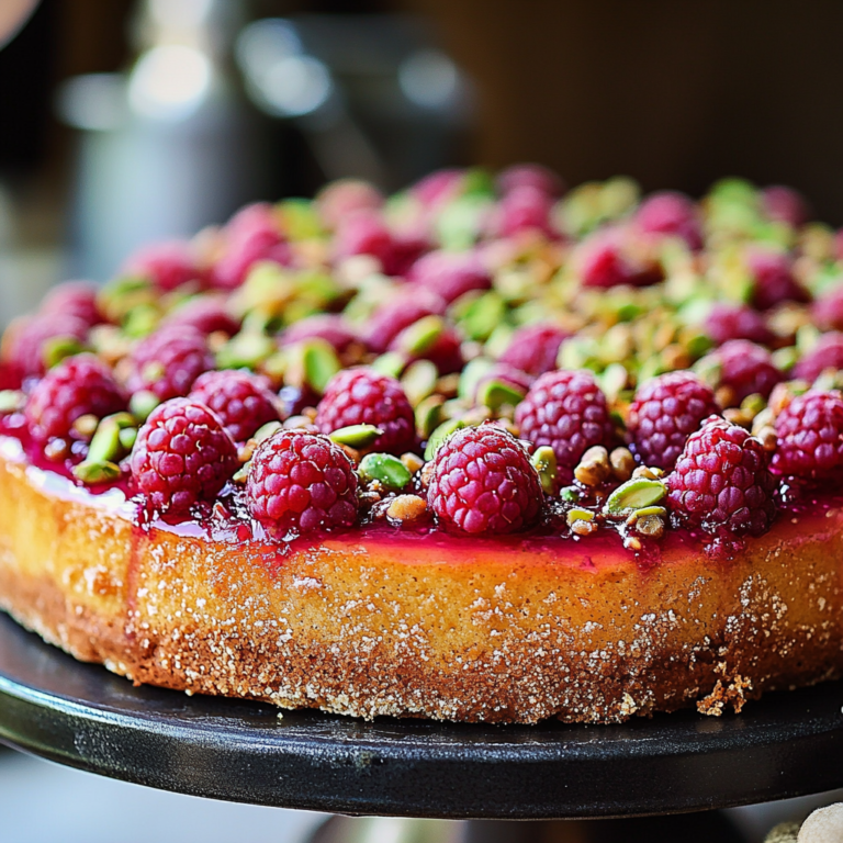 Raspberry Orange Pistachio Ricotta Cake