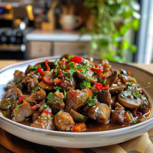 Spicy Chicken Livers with Mushrooms